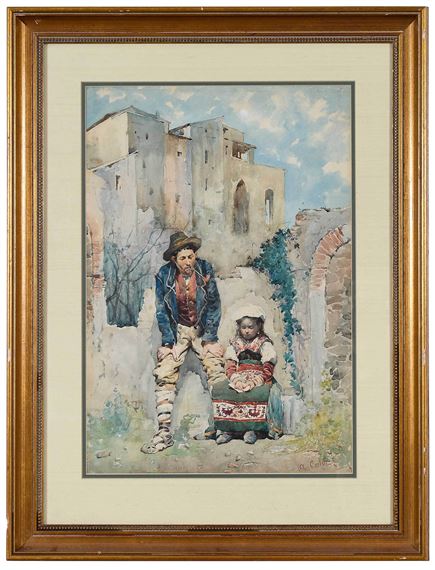 Augusto Corelli | Man With a Young Girl Reading | MutualArt