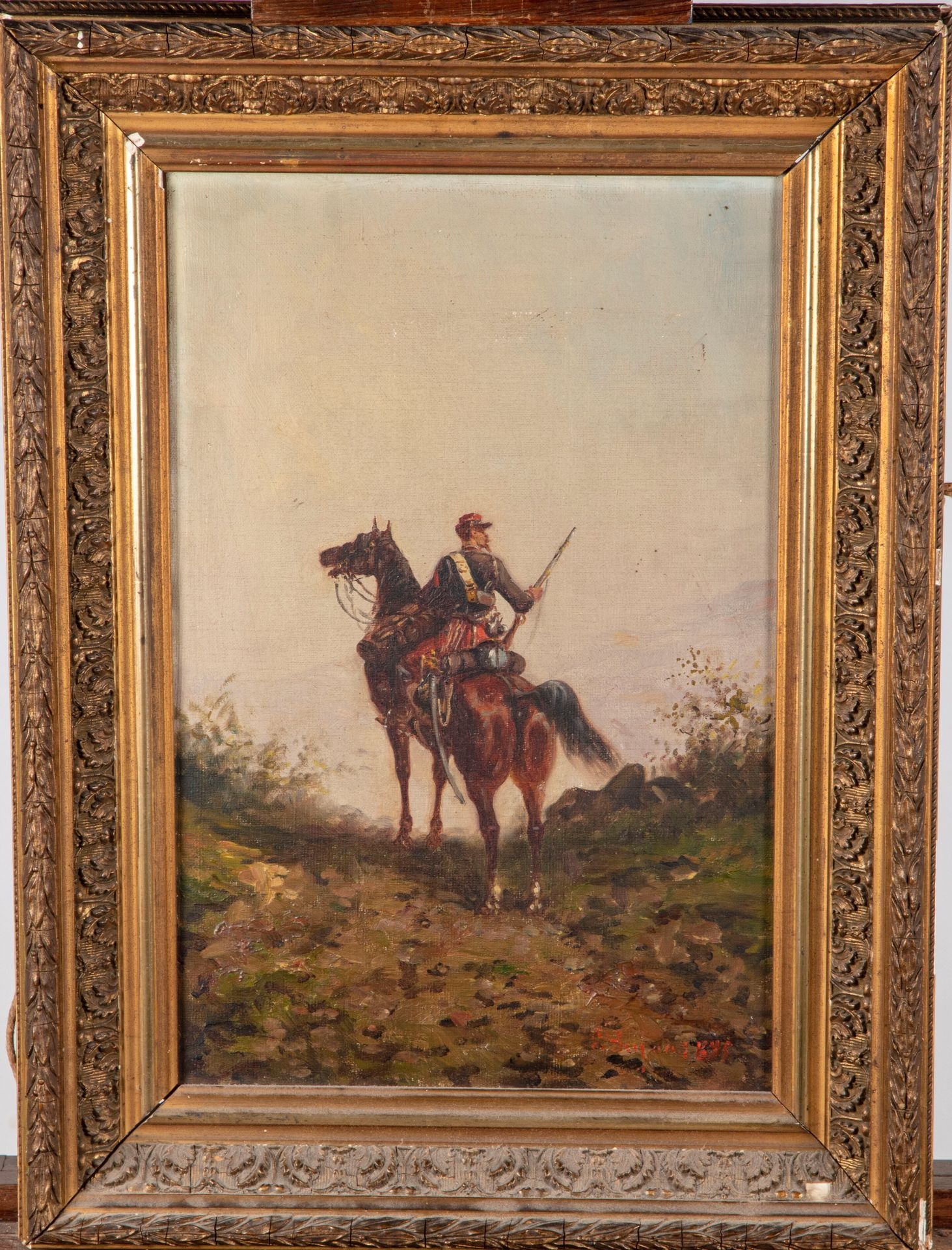Emile Bujon | Soldat à cheval (1885) | MutualArt