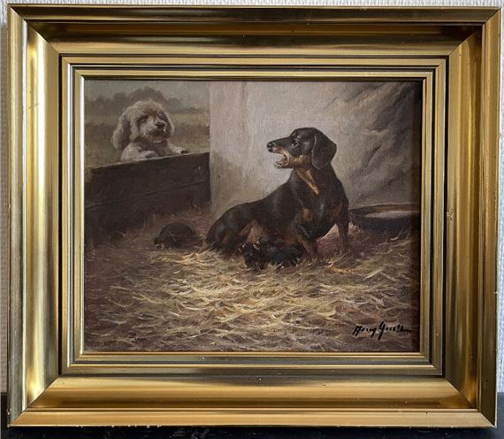 Arling Gade | Gravhund vogter sine hvalpe | MutualArt