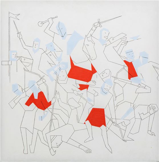 Hendrik Valk | A cavalry battle (1964) | MutualArt