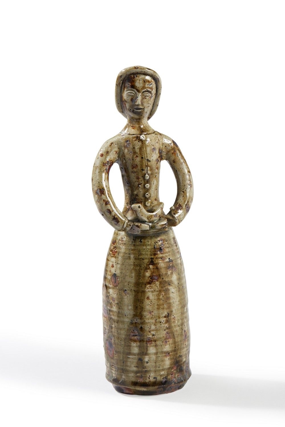 Jacqueline Lerat | Sculpture jeune fille à l'oiseau | MutualArt
