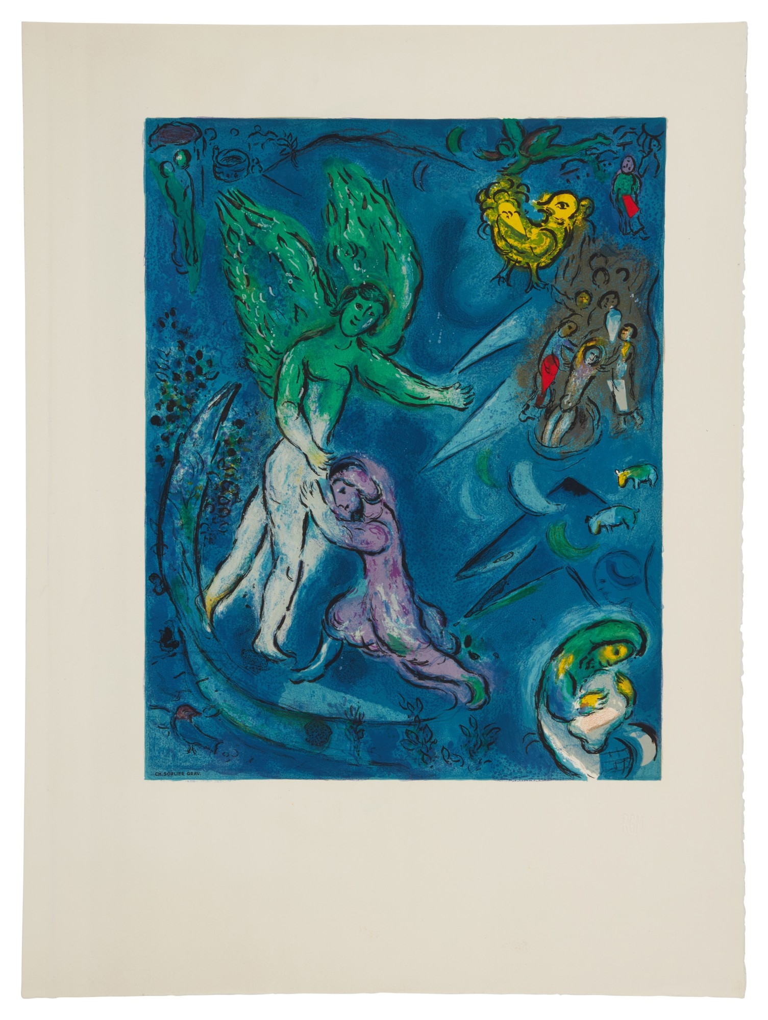 Marc Chagall | The Fight Between Jacob and the Angel (Mourlot CS 40 ...