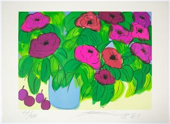 Walasse Ting | Girl in the Flowers | MutualArt