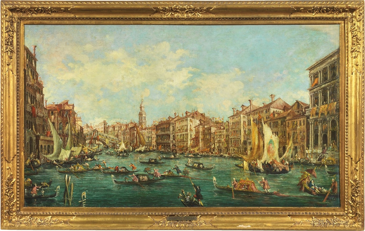 Giuseppe Ponga | Veduta del Canal Grande con il Ponte di Rialto | MutualArt