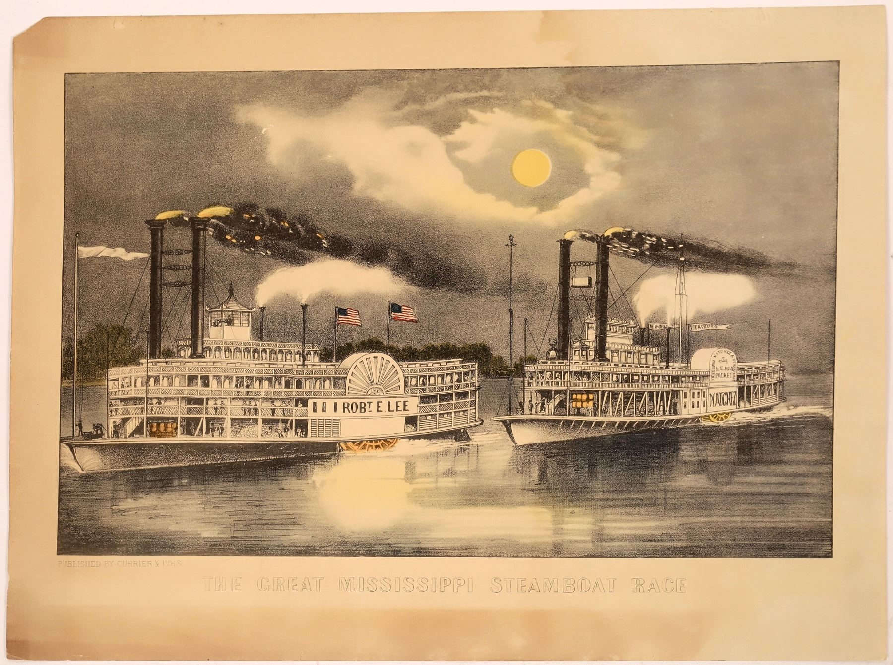 Currier & Ives | The Great Mississippi Steamboat Race (1870) | MutualArt