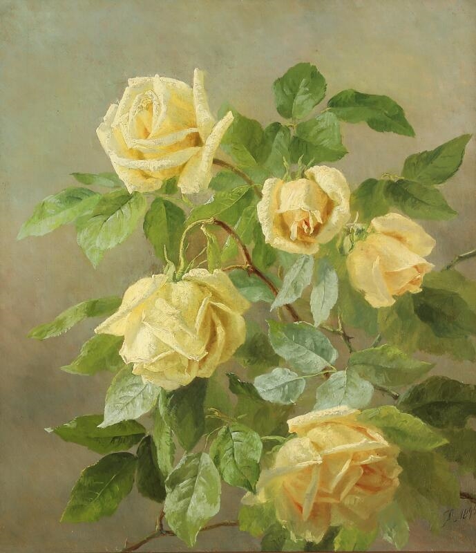 Anthonore Christensen | Branch with yellow roses (1895) | MutualArt