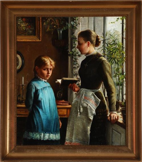 Julie Hamann | An interior with a girl and a young woman with a book ...