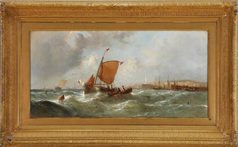 William Calcott Knell | Seascape with sailing boats along a coast (1872 ...