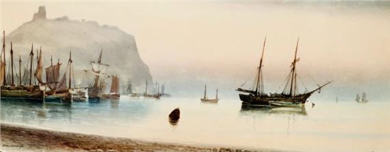 Garman Morris | A gentle seascape with small ships sailing through the ...