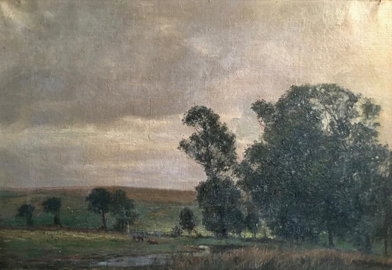 Karl Harald Alfred Broge | Landscape with cows (1920) | MutualArt