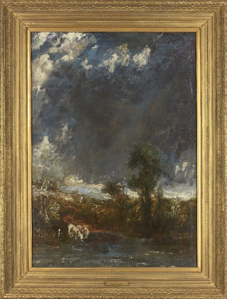 John Constable | A wooded landscape with cattle watering | MutualArt