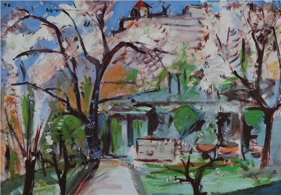 Hans Rolf Peter | view through flowering trees on the Hambach Castle ...