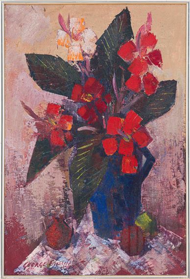 George Enslin | Red Cannas in a Blue Jug | MutualArt