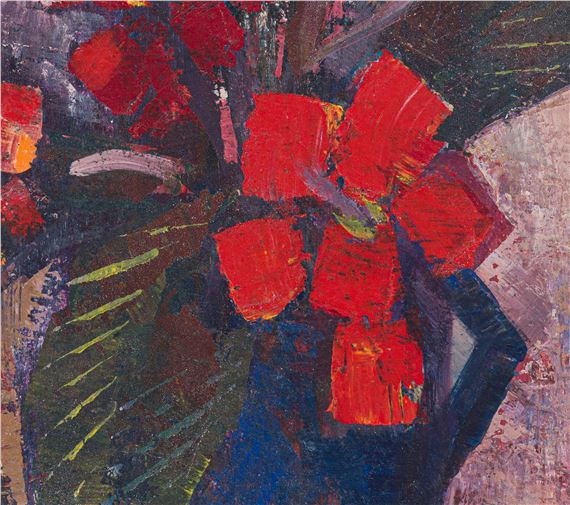 George Enslin | Red Cannas in a Blue Jug | MutualArt