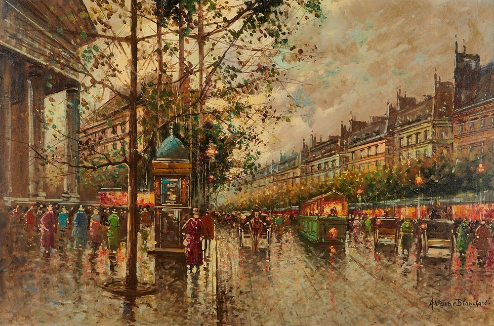 Antoine Blanchard | Antoine Blanchard Paris Street Scene Oil on Canvas ...