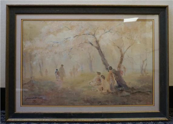 Yamada Baske | Figures in Misty Park Landscape | MutualArt