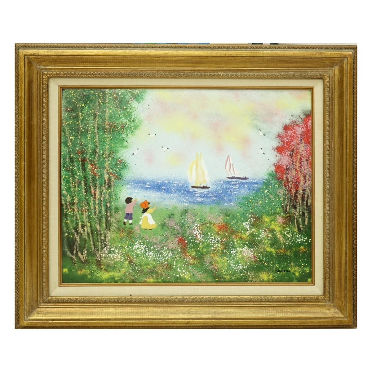 Louis Cardin | Outdoor Scene with Sailboats and Figures | MutualArt