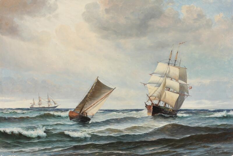 Vilhelm Bille | Sailing ships on open sea | MutualArt
