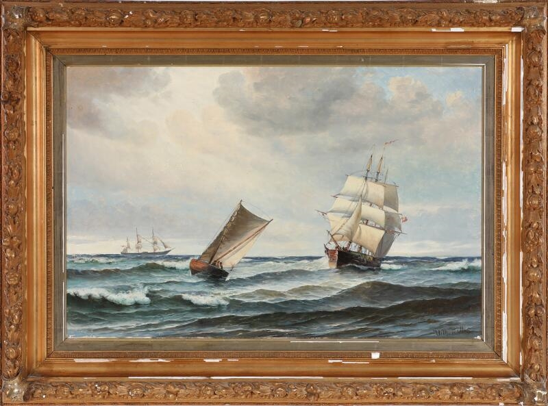 Vilhelm Bille | Sailing ships on open sea | MutualArt