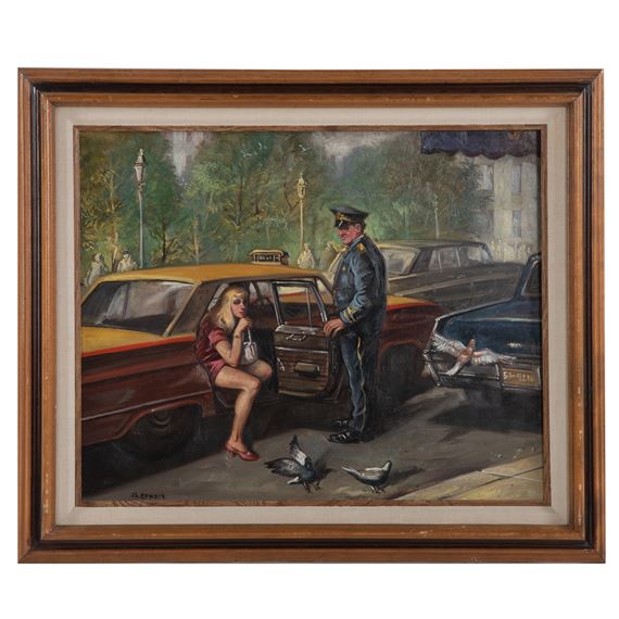 Joseph Sherly Sheppard | Woman Exiting Taxi | MutualArt