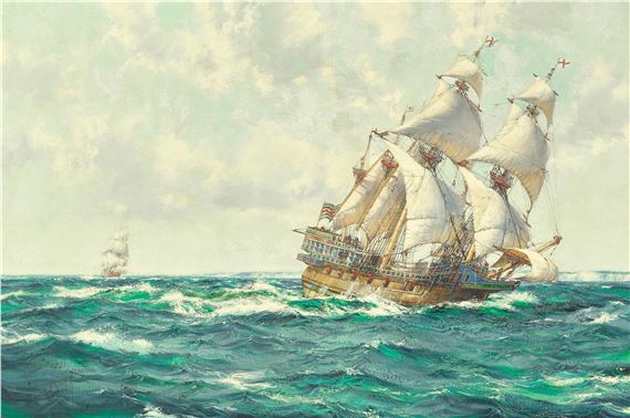 Montague Dawson | Up Channel - An Elizabethan Galleon | MutualArt