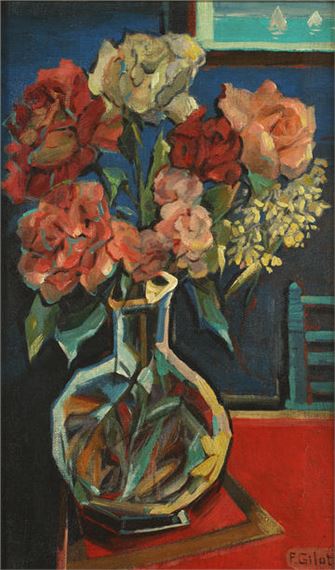 Françoise Gilot | Still Life with Flowers on a Red Table | MutualArt
