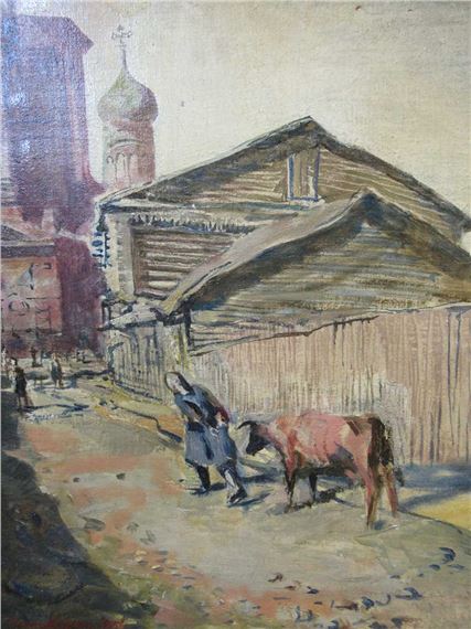 Kenneth Green | RP Woman and Cow in Moscow Street | MutualArt