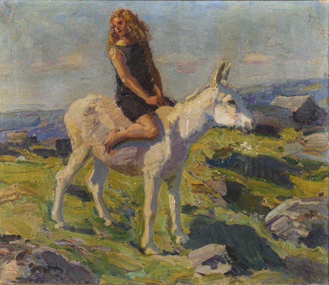 Rudolf Gudden | Young Girl on Donkey | MutualArt