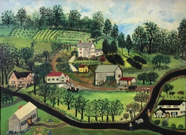 Helen Foy | Folk art painting of a village | MutualArt