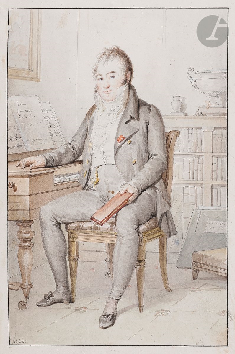 Louis Lafitte | Portrait of the Duke of Duras leaning on a harpsichord ...