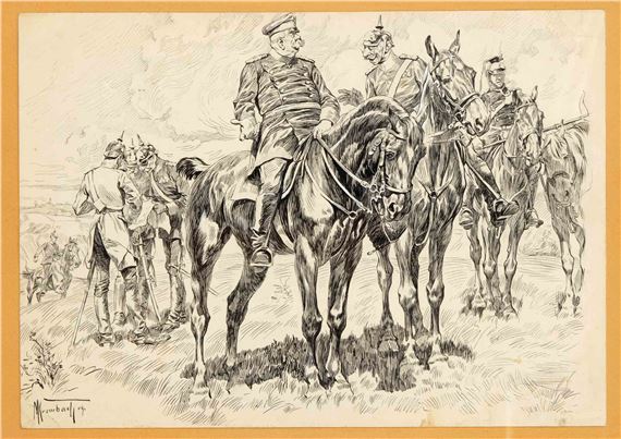 Max Krombach | Prussian soldiers conferring before the battle (1909 ...