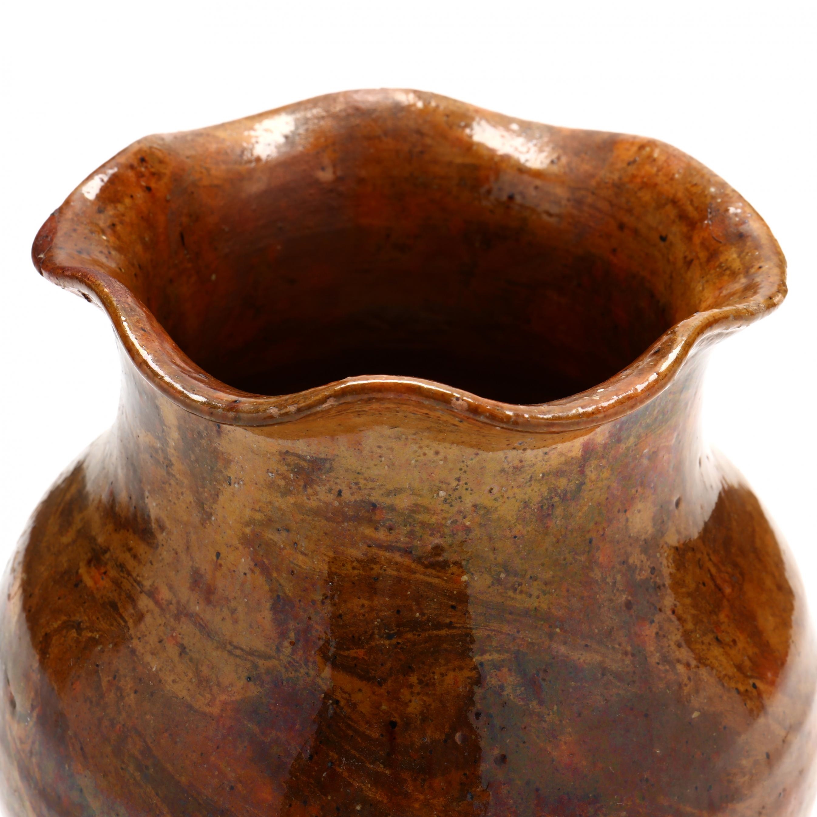 North State Pottery | Swirl Clay Ruffled Rim Vase | MutualArt