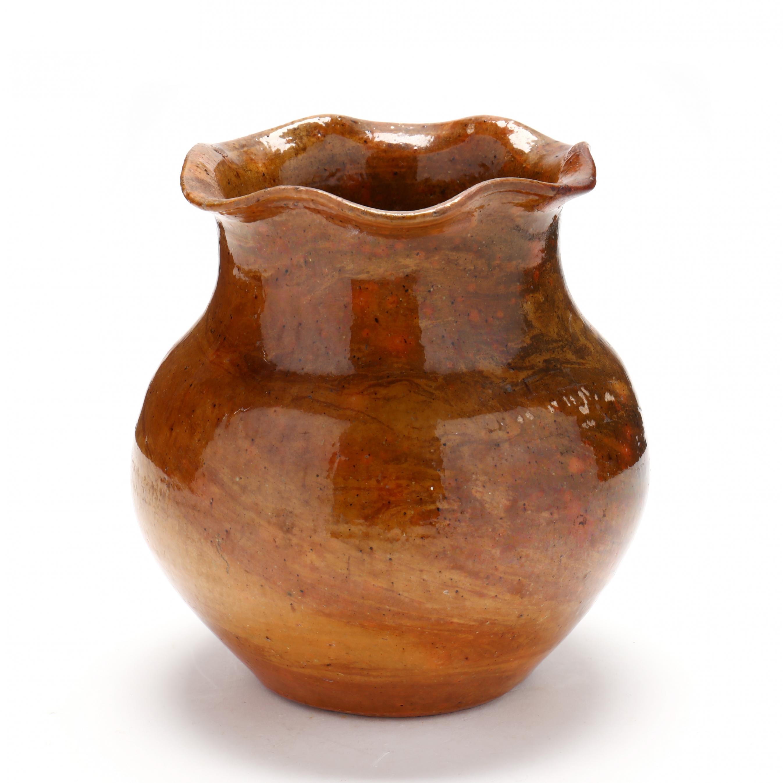 North State Pottery | Swirl Clay Ruffled Rim Vase | MutualArt