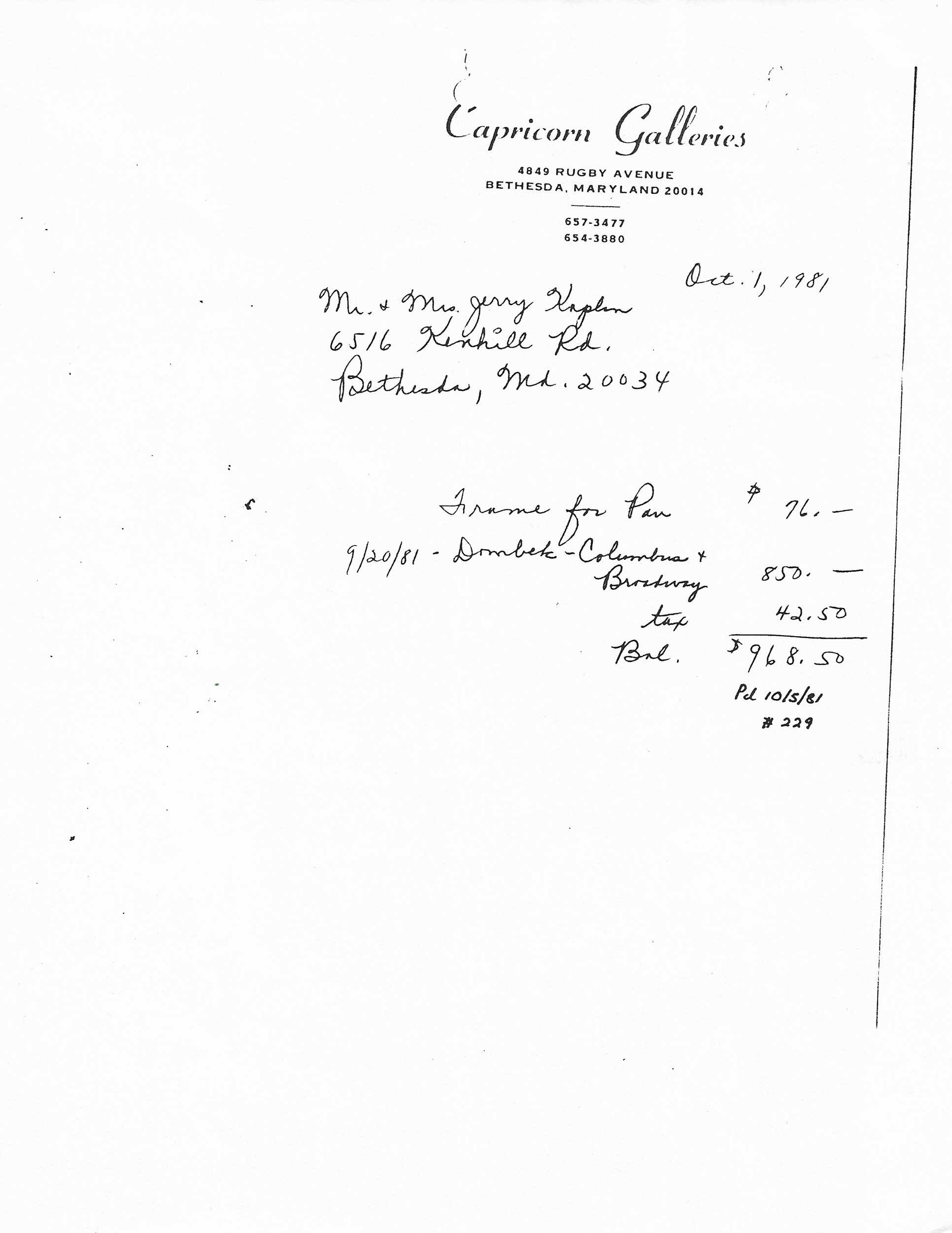 George Dombek | Fire Escape, Columbus and Broadway (1981) | MutualArt