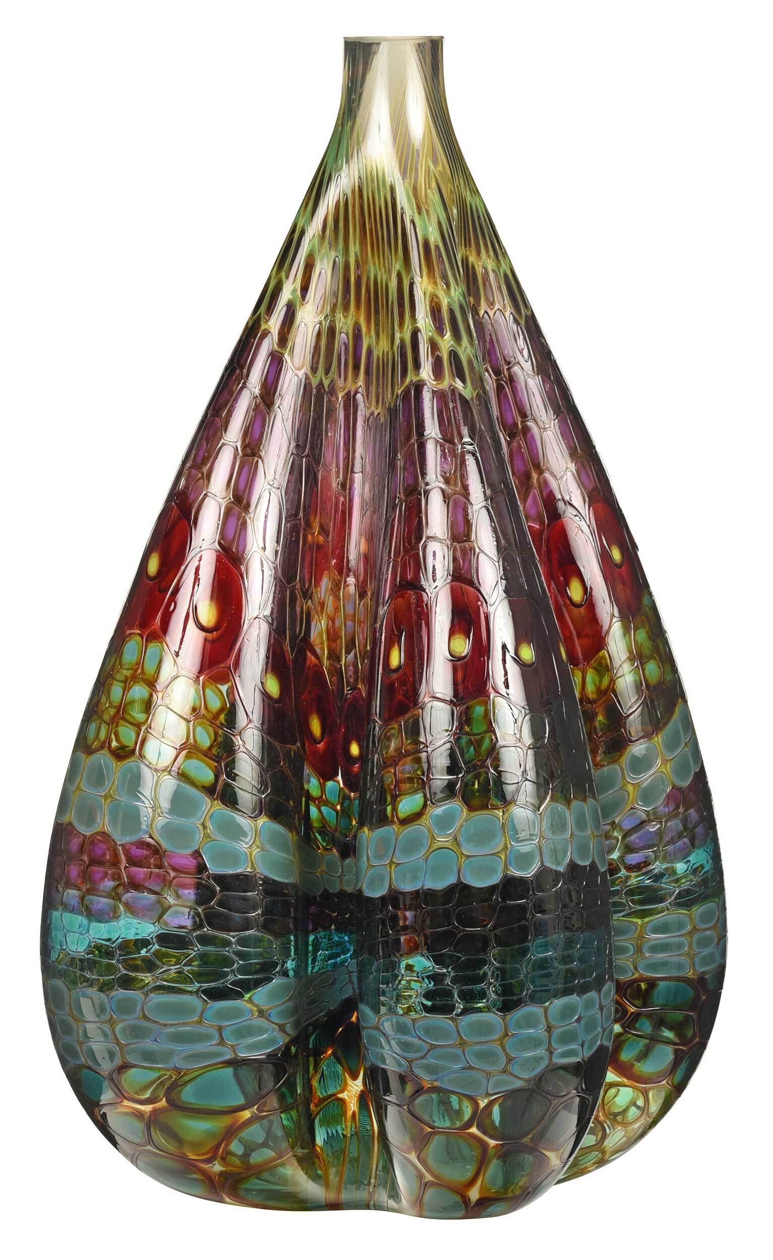 Stephen Rolfe Powell | Blown glass teardrop vase with murrini (1991 ...