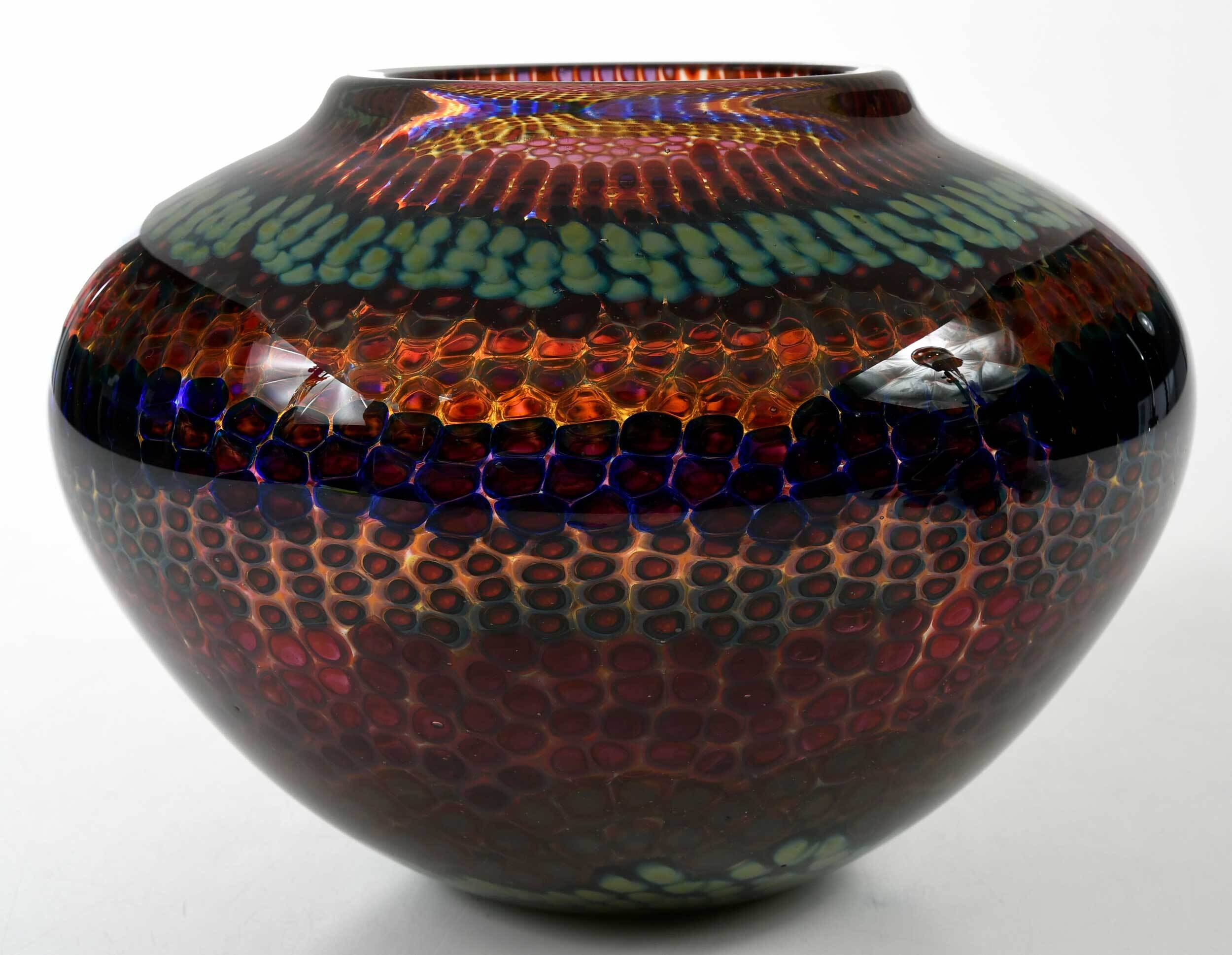 Stephen Rolfe Powell | Blown glass vase with murrini (1992) | MutualArt