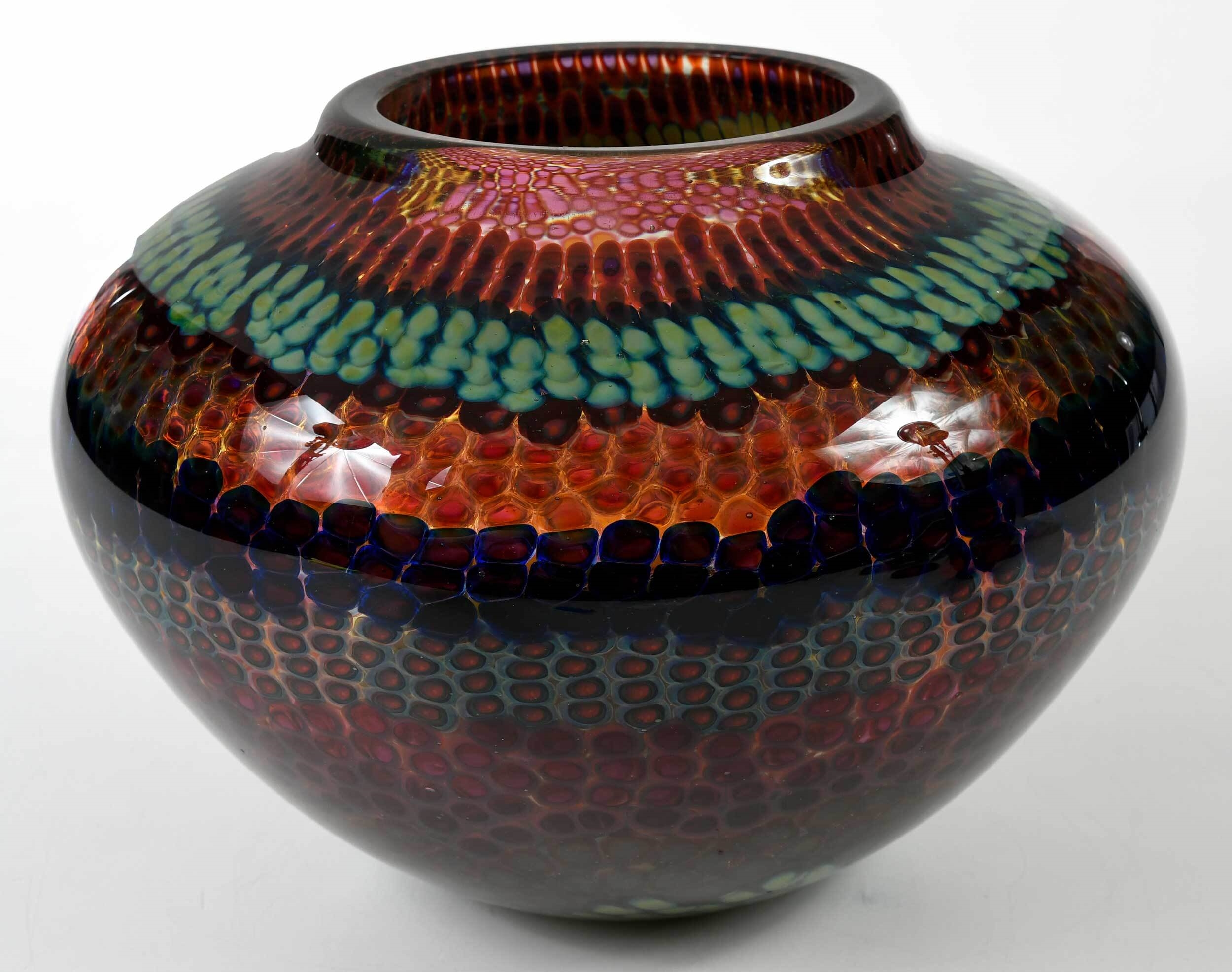 Stephen Rolfe Powell | Blown glass vase with murrini (1992) | MutualArt