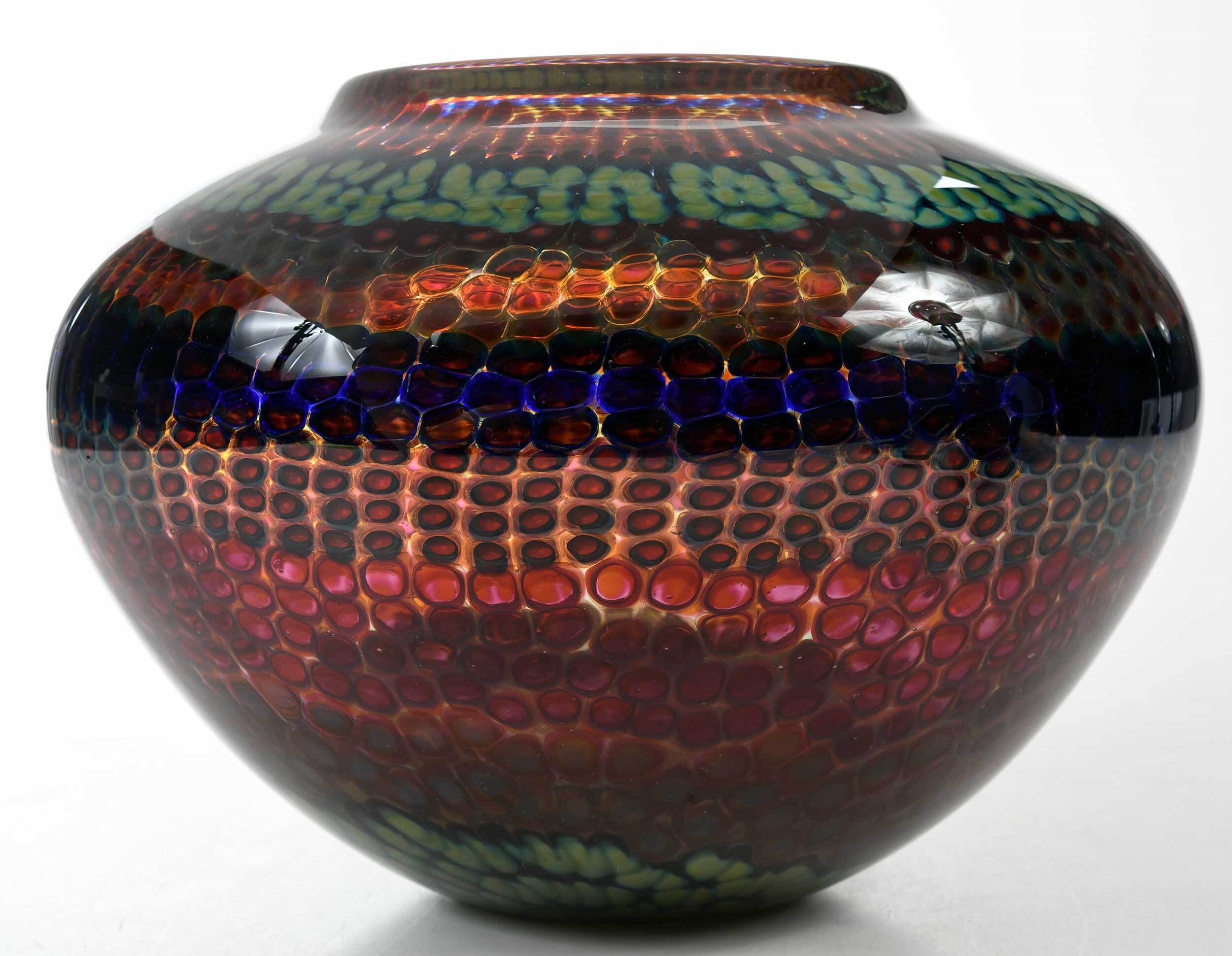 Stephen Rolfe Powell | Blown glass vase with murrini (1992) | MutualArt