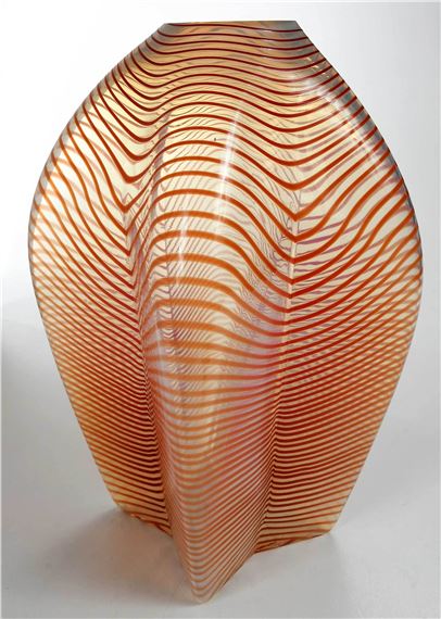 Stephen Rolfe Powell | Blown glass vase with orange wrap (1986) | MutualArt