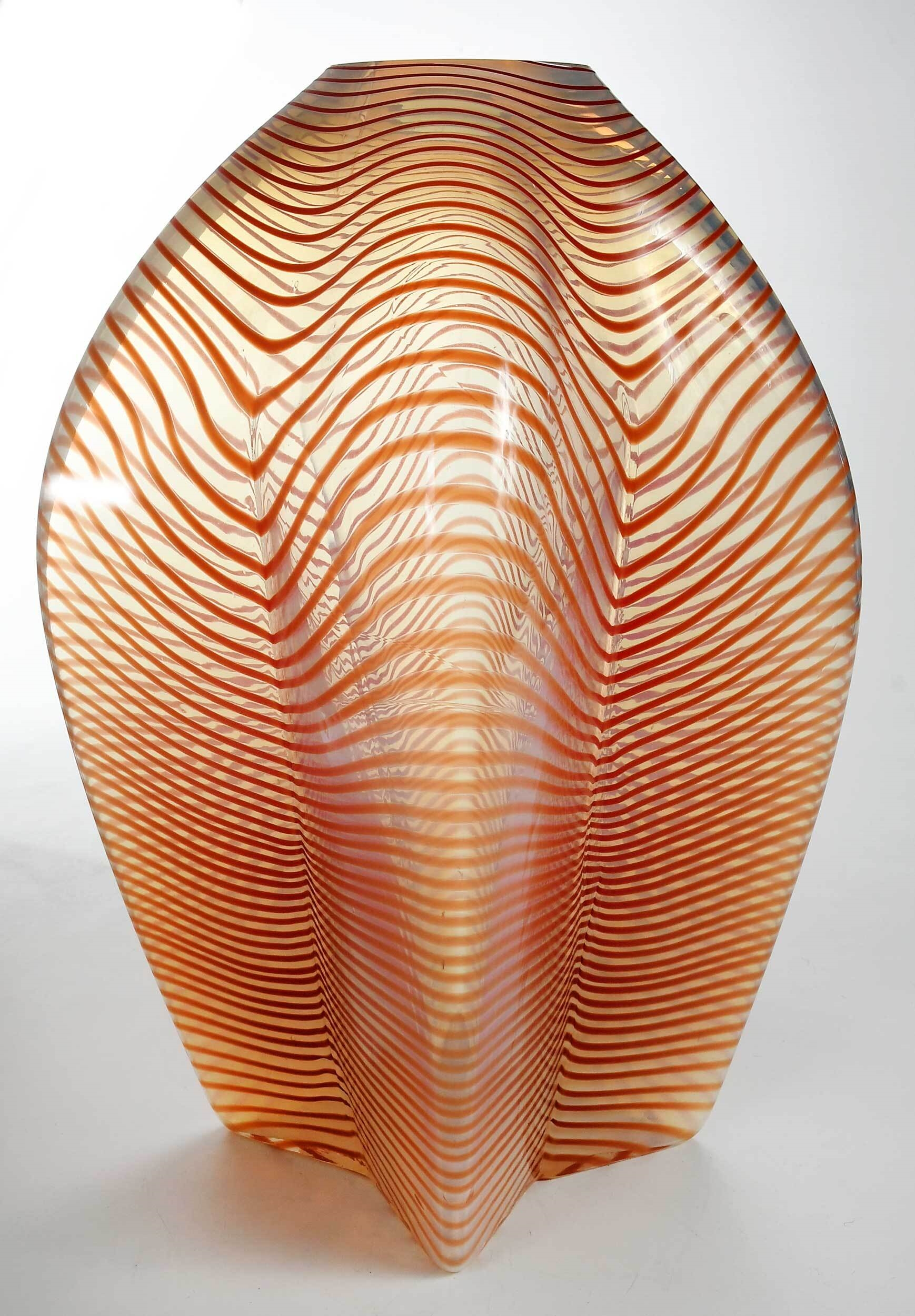 Stephen Rolfe Powell | Blown glass vase with orange wrap (1986) | MutualArt