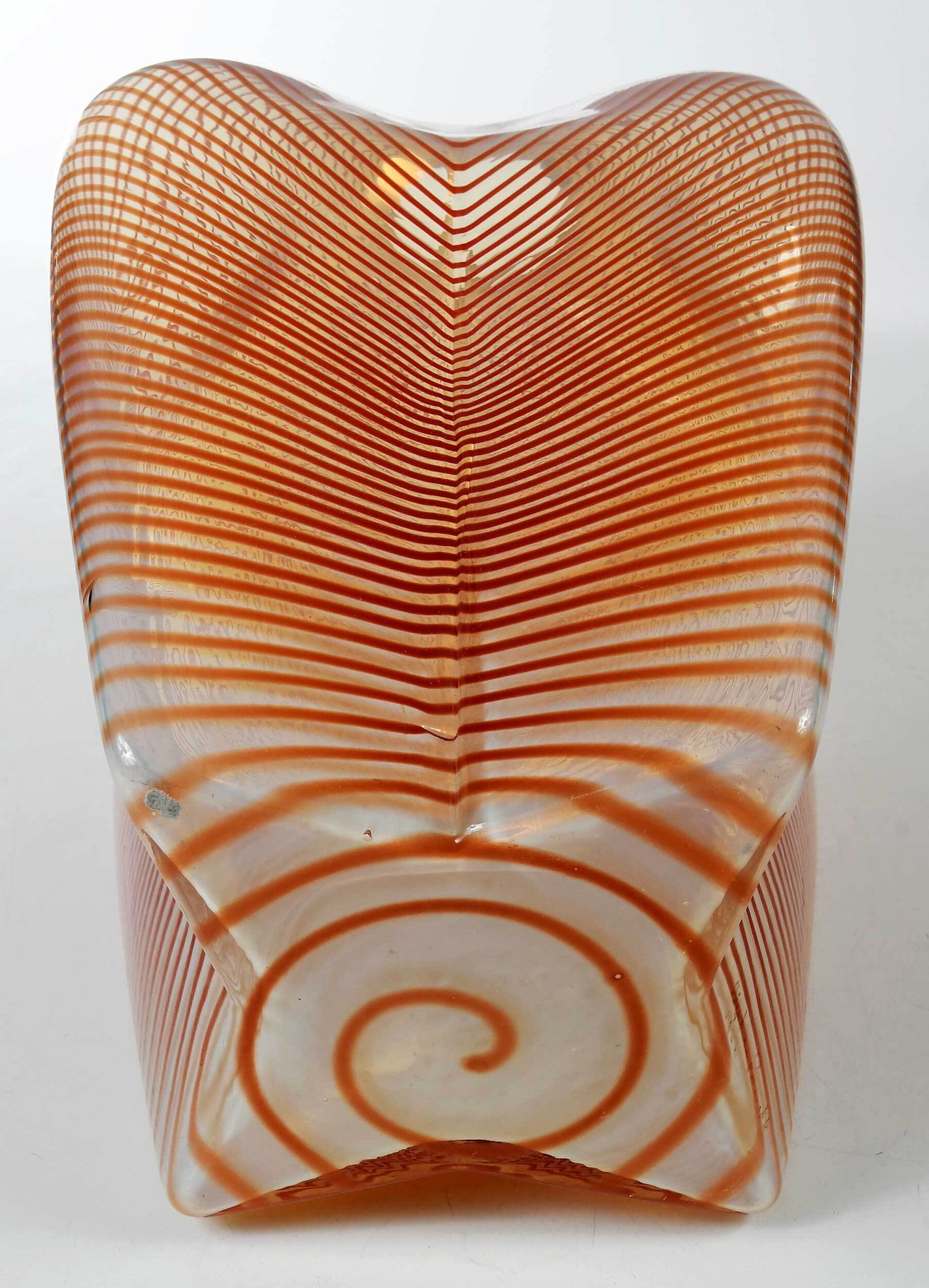 Stephen Rolfe Powell | Blown glass vase with orange wrap (1986) | MutualArt