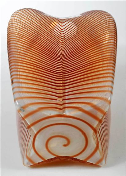 Stephen Rolfe Powell | Blown glass vase with orange wrap (1986) | MutualArt