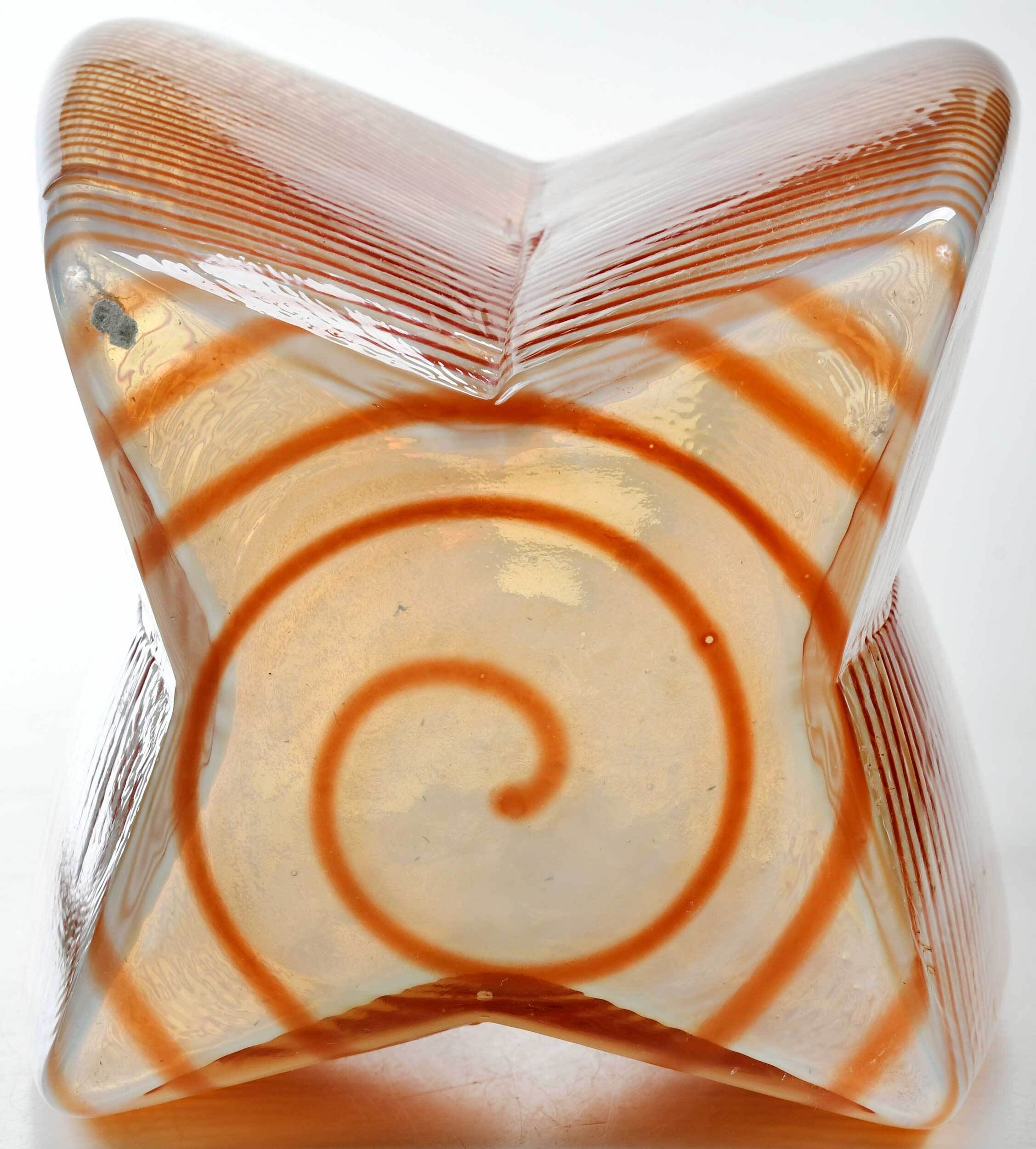 Stephen Rolfe Powell | Blown glass vase with orange wrap (1986) | MutualArt