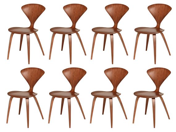Norman Cherner | Set of Eight Norman Cherner Walnut Side Chairs | MutualArt