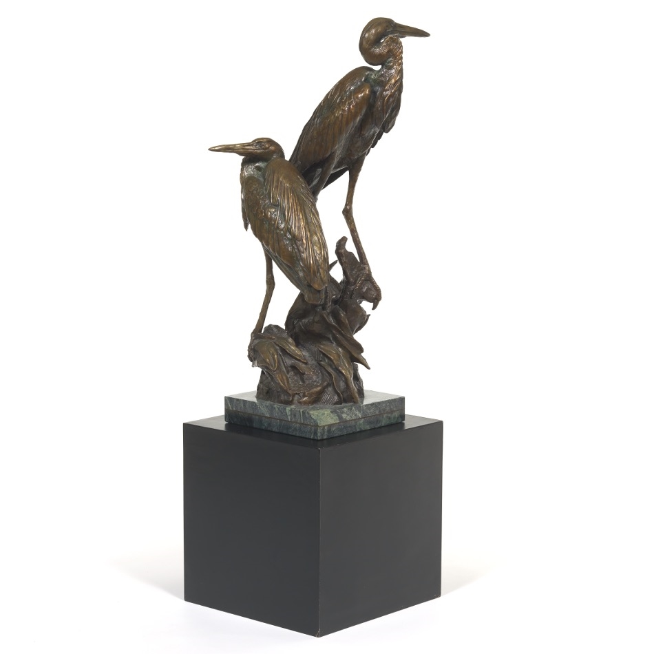 Walter Matia | Pair of herons on a rocky outcrop | MutualArt