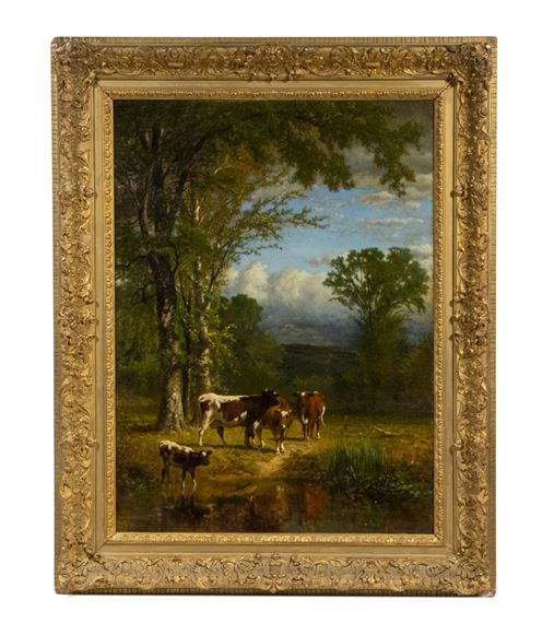 James McDougal Hart | Pastoral Scene of Cows at Pond | MutualArt