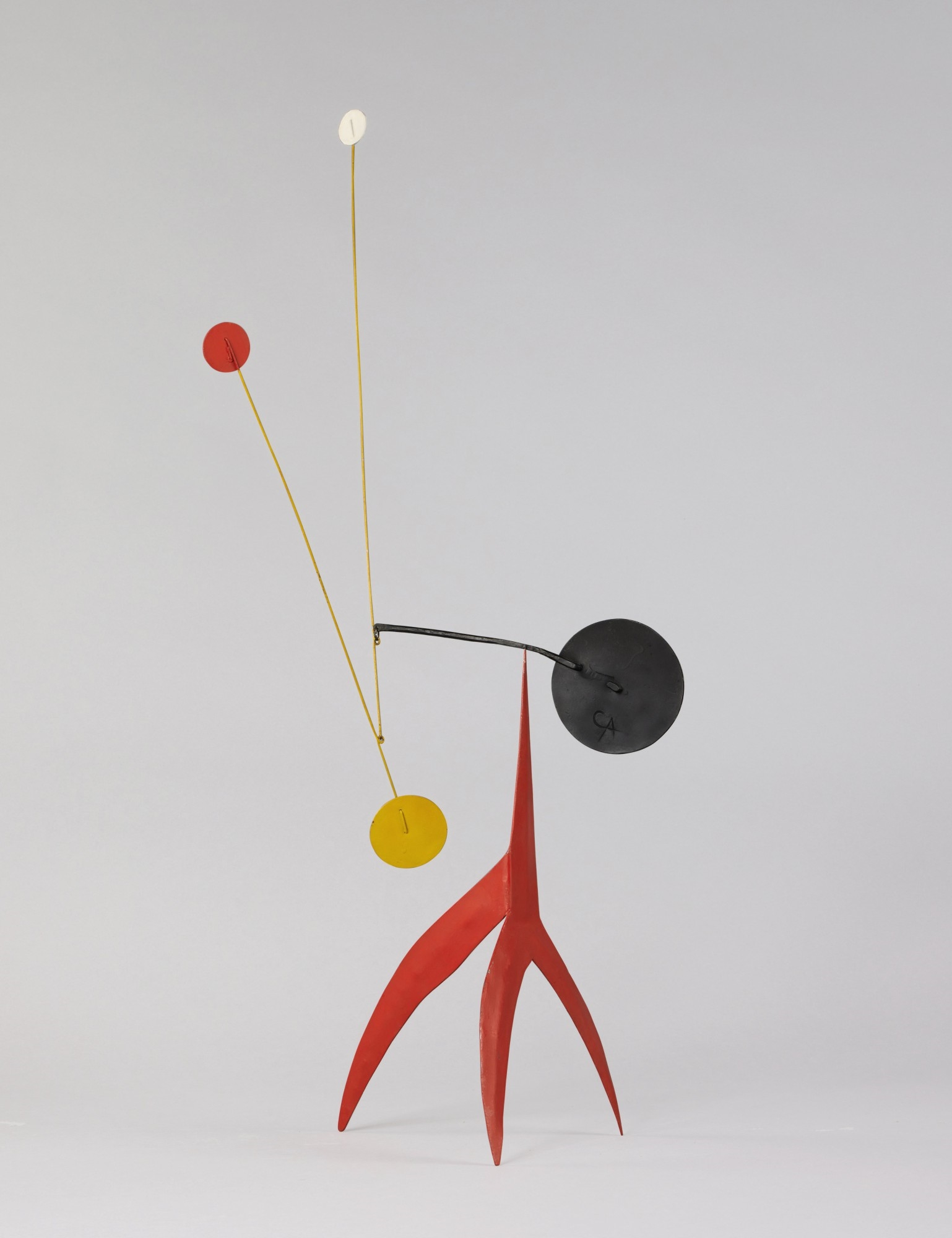 Alexander Calder | DISCS AND SPIRAL ON RED (1960) | MutualArt