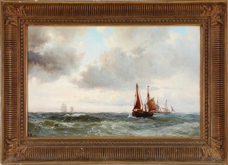 Vilhelm Melbye | Trawlers at sea (1866) | MutualArt