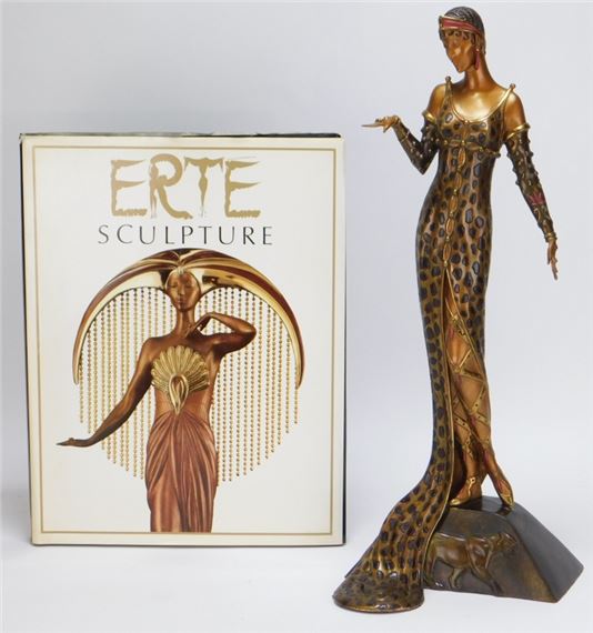 Erté | 2PC Erte Bronze Art Deco Figure Sculpture & Book | MutualArt