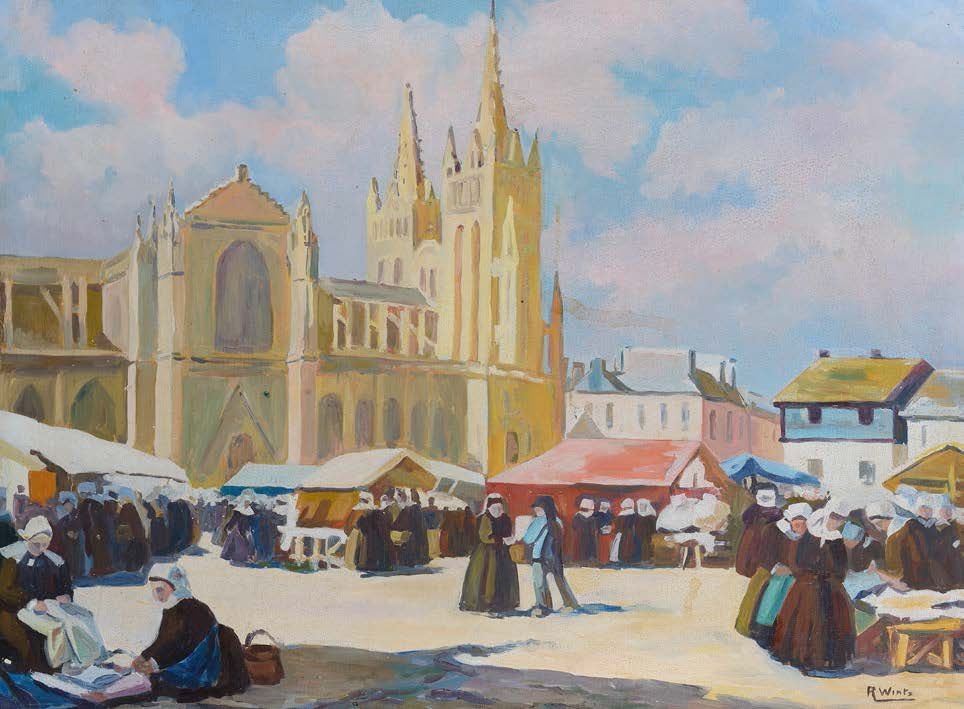 Raymond Wintz | Le marché devant la cathédrale en Bretagne | MutualArt